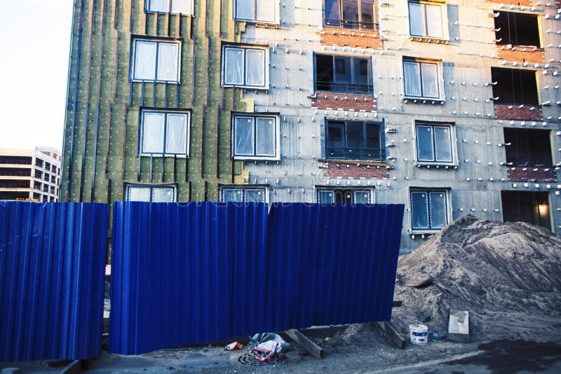 Home Construction Concept with Noone, Real Modern Building in Process ...