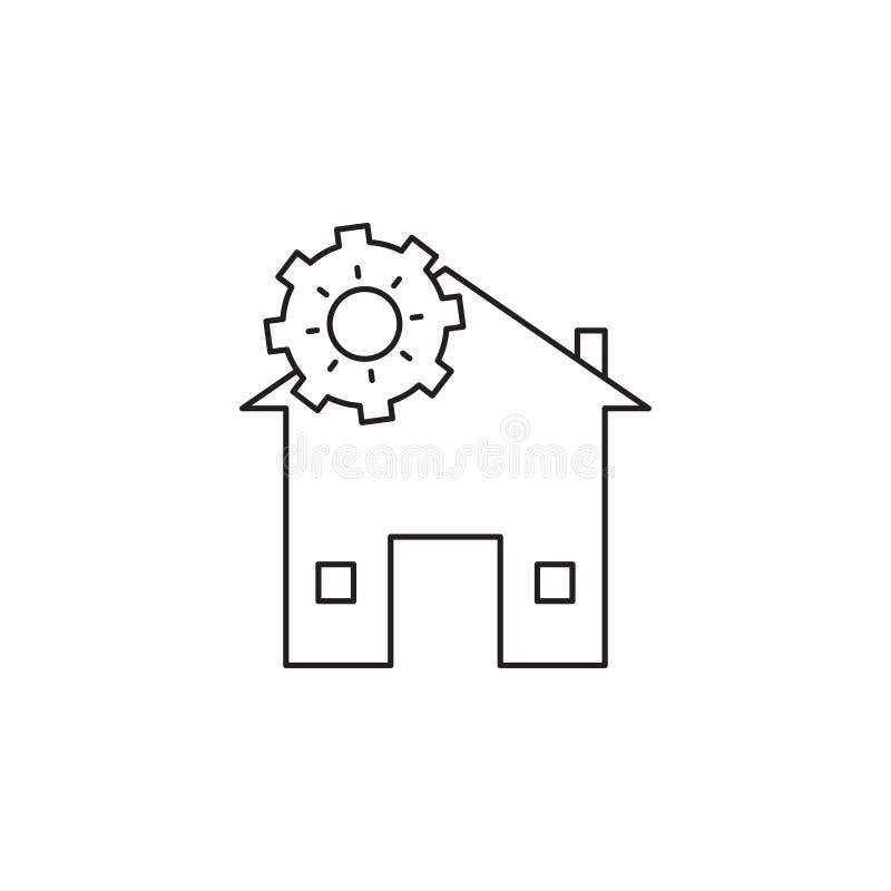 Home Construction Gear and House Icon Stock Vector - Illustration of ...