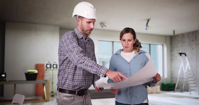 Home Construction Inspector and Interior Designer Contractor Stock ...