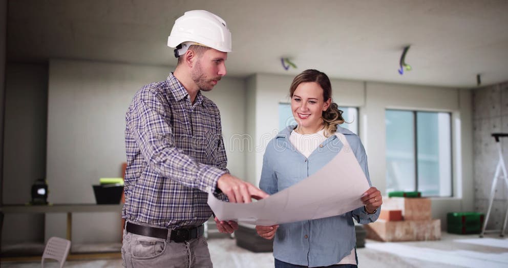 Home Construction Inspector and Interior Designer Contractor Stock ...