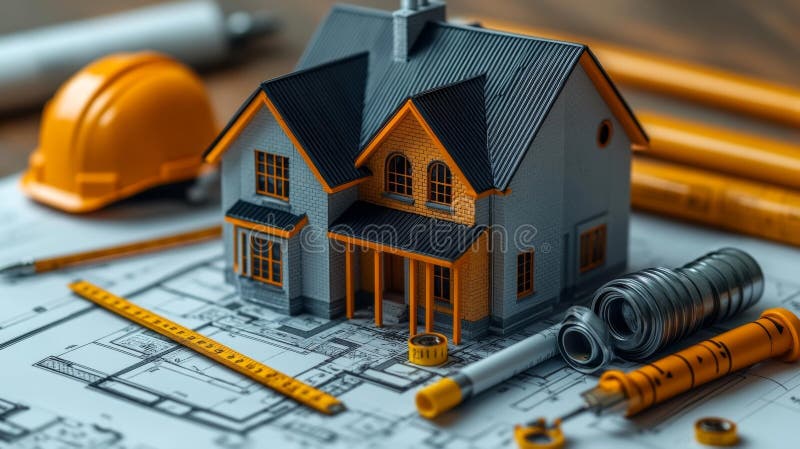 Home Construction Planning Tools Stock Illustration - Illustration of ...