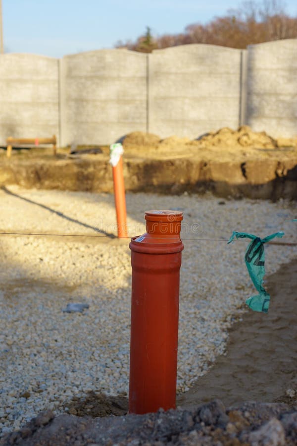 Home Construction, Sewer Pipes Under the Foundation Stock Photo - Image ...