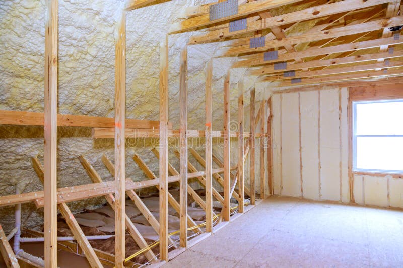 During Home Construction, Thermal Foam Insulation is Installed in a ...
