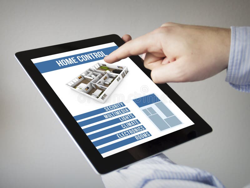 Home Control App on a Tablet Stock Illustration - Illustration of ...