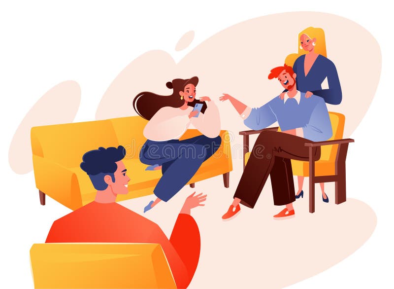 Home Gatherings, Family or Friends Visiting. Stock Vector ...