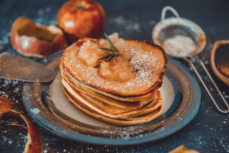 Home-cooked pancakes stock photo. Image of morning, powdered - 50184096