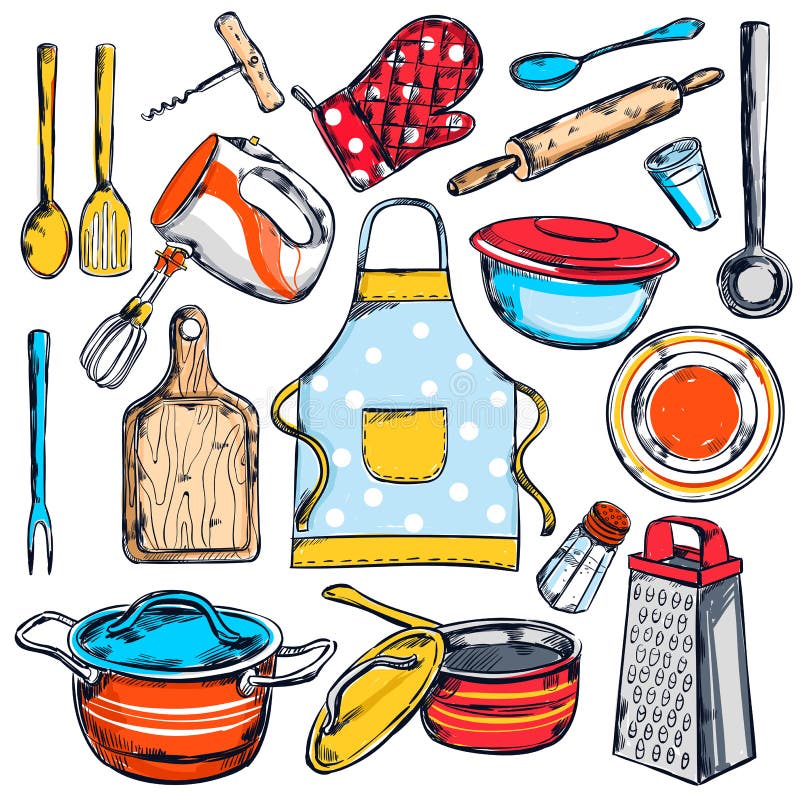 Home Cooking Elements Set stock vector. Illustration of kitchenware ...