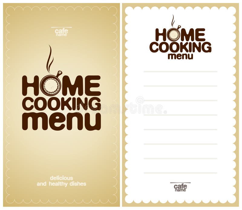 Home Cooking Menu Design Template. Stock Vector - Illustration of card ...