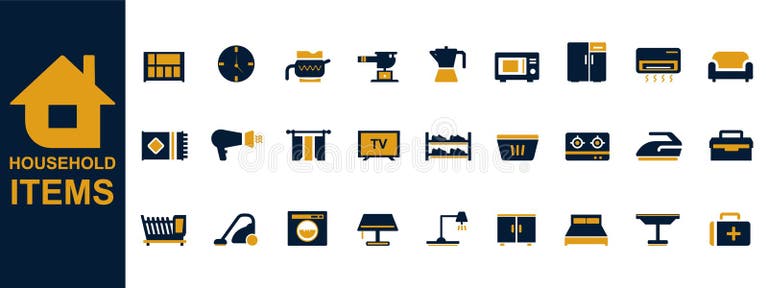 Home Core Icons – Essential Household Items & Utilities Symbol Pack ...