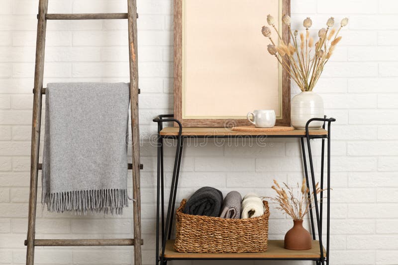 Home cozy items stock image. Image of plaid, drink, interior - 209158135