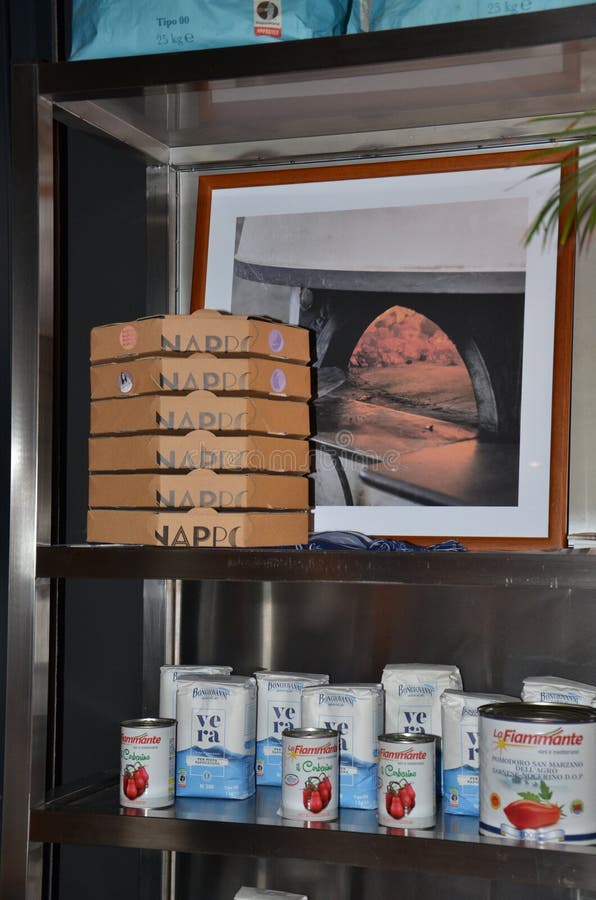 Home of Crispy Pizzas, Boxes, Italian Style Editorial Photography ...
