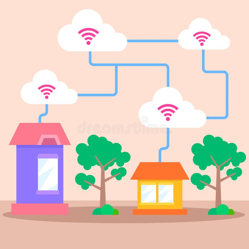 Home Data Syncronize from Internet, Flat Design Icon Drawing Stock ...