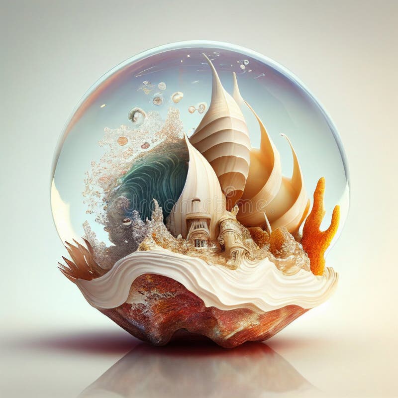 Abstract Ball-shaped Sea Shell by Generative AI Stock Illustration ...