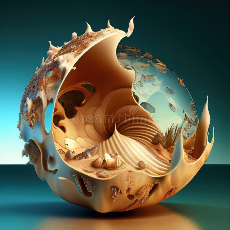 Abstract Ball-shaped Sea Shell by Generative AI Stock Illustration ...