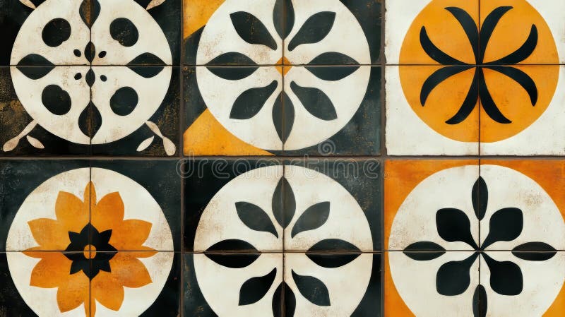 Home Decor Highlighted by a Vintage Mosaic Tile Floor Design Stock ...