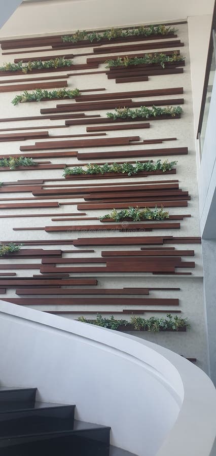 Home Decor with Natural Wood and Plants Stock Photo - Image of handrail ...