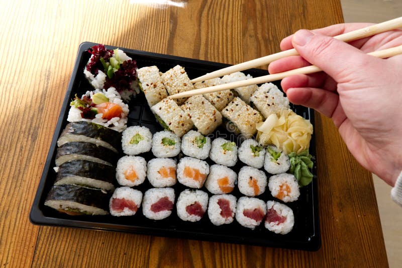 Home Delivered Sushi in a Box Stock Image - Image of indoors, nigiri ...