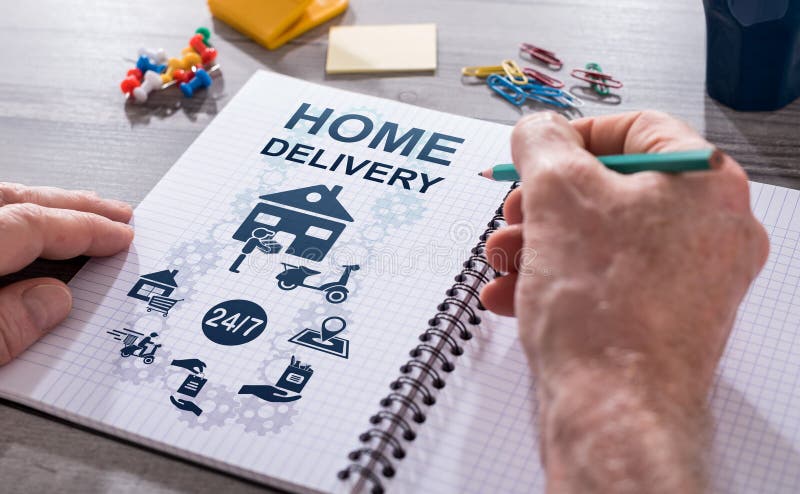 Home Delivery Concept on a Notepad Stock Photo - Image of delivery ...