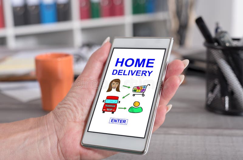 Home Delivery Concept on a Smartphone Stock Photo - Image of retail ...
