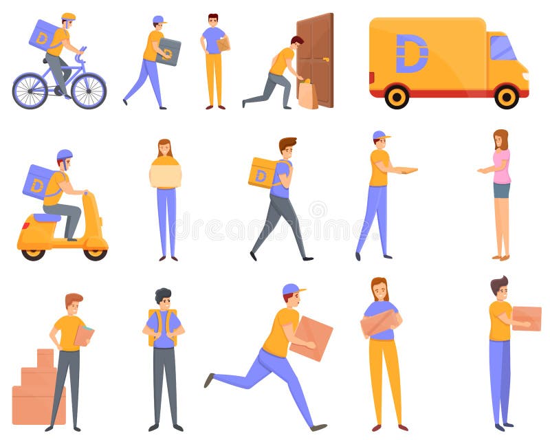 Home Delivery Icons Set, Cartoon Style Stock Vector - Illustration of ...