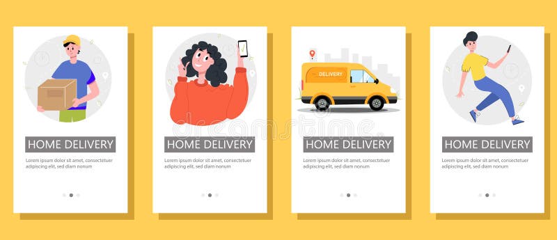Home Delivery Mobile App Banner Set. Vector Illustration. Stock Vector ...