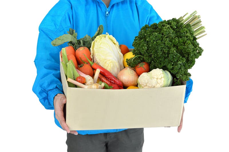 Home Delivery of Organic Vegetable Box Stock Image - Image of drink ...