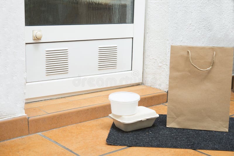 Home Delivery Service, Boxes Standing by the House Doors Stock Image ...