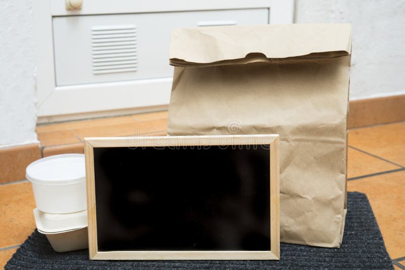 Home Delivery Service, Boxes Standing by the House Doors Stock Image ...