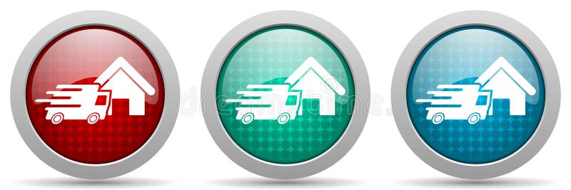 Home Delivery, Shipping, Courier Vector Icon Set, Glossy Web Buttons ...