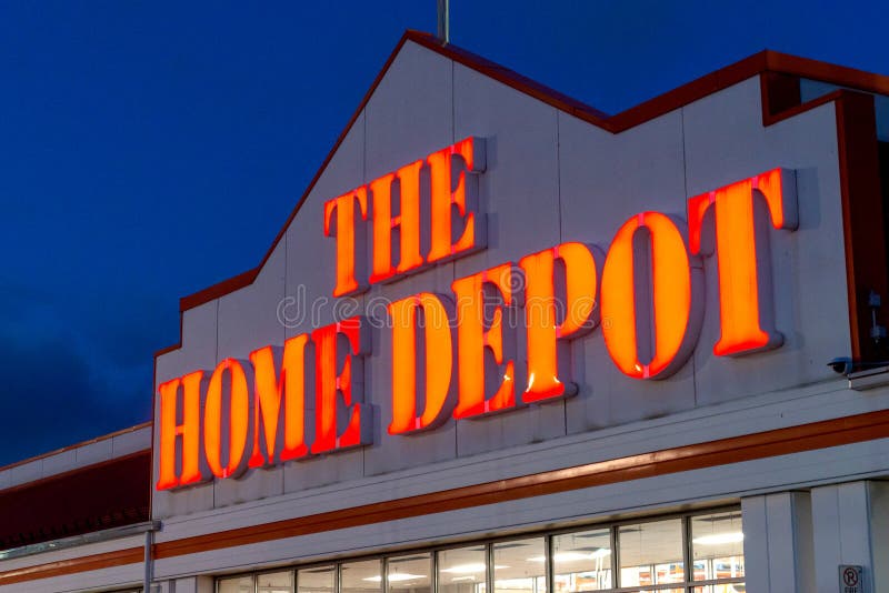 The Home Depot store sign editorial stock photo. Image of closeup ...