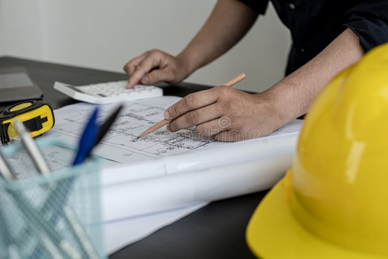 Architects Reviewing Blueprint Stock Photo - Image of engineer, design ...