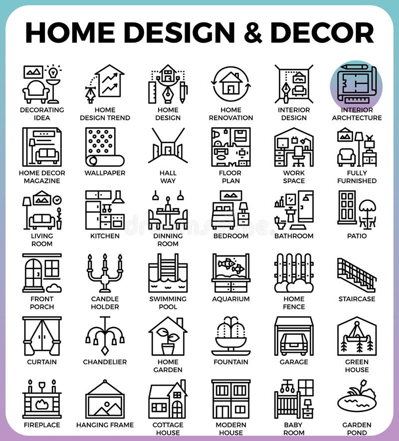 Home Design and Decor Icons Stock Vector - Illustration of element ... Home Design and Decor Icons Stock Vector - Illustration of element ...