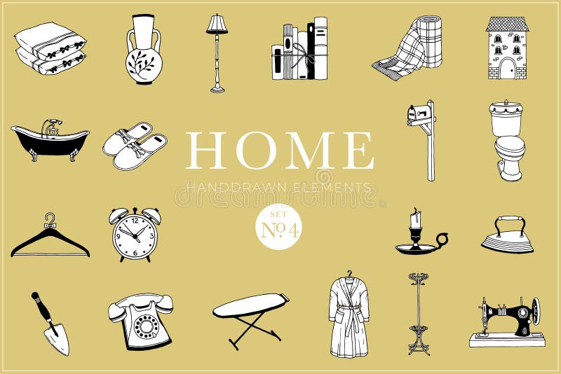 Home Design Elements, Home Illustrations Stock Vector - Illustration of ...