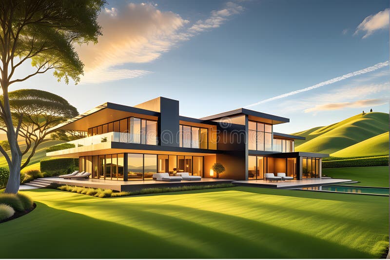 Home Design Shot in Nature Real Estate Concept Stock Illustration ...