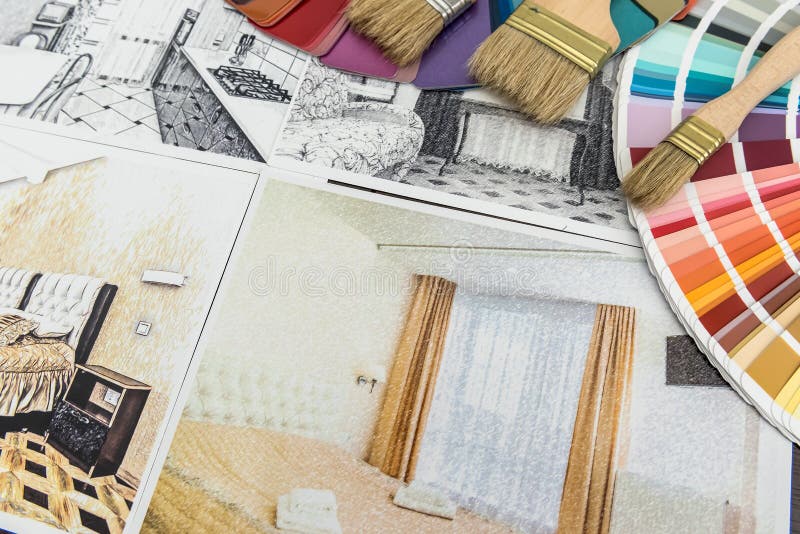 Home Design Sketch with Tools Repair and Blueprints for Renovation ...