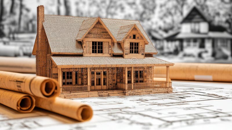 Home Design Vision Detailed Model on Architectural Blueprints with ...