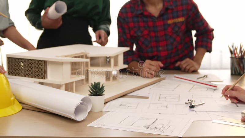 Home Designer and Customer Review House Model Design. Burgeoning Stock ...