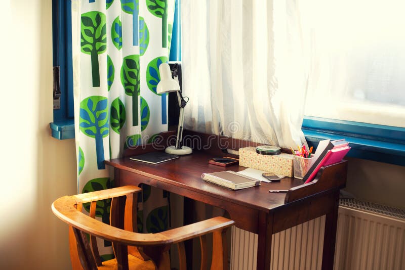 Home desk stock photo. Image of writing, wooden, office - 31884080