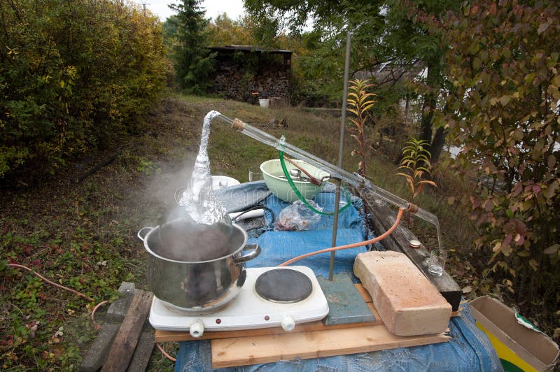 Home Distillation in the Garden Stock Image - Image of beverage, boiler ...