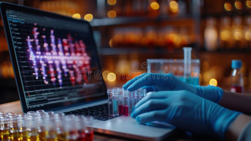 Home DNA Testing Process with Laptop Displaying Genetic Data and ...