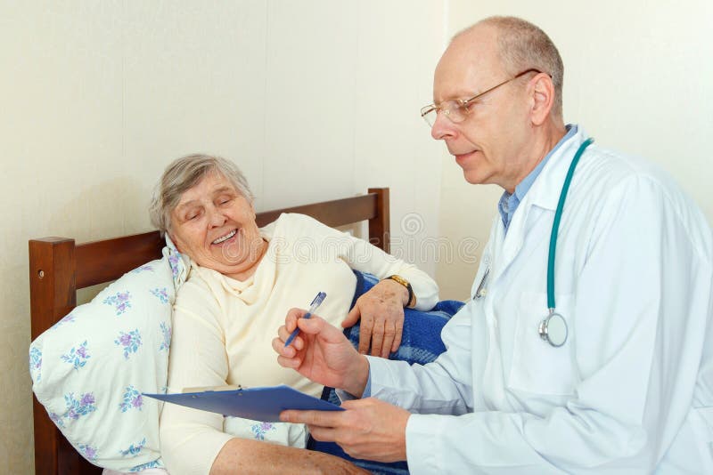 Home Doctor Discusses the Condition of a Sick Woman Stock Image - Image ...