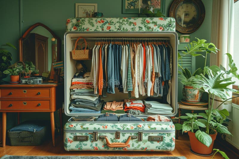 A Home Dressing Room. a Closet in the Form of a Suitcase Full of ...