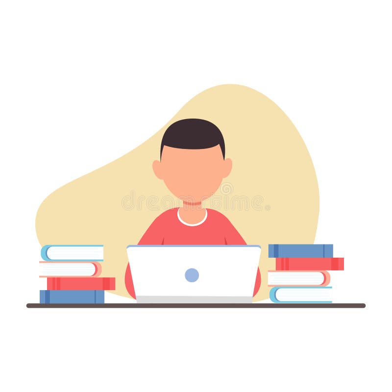 Home Education Concept. Boy Study at the Computer. Online Courses ...