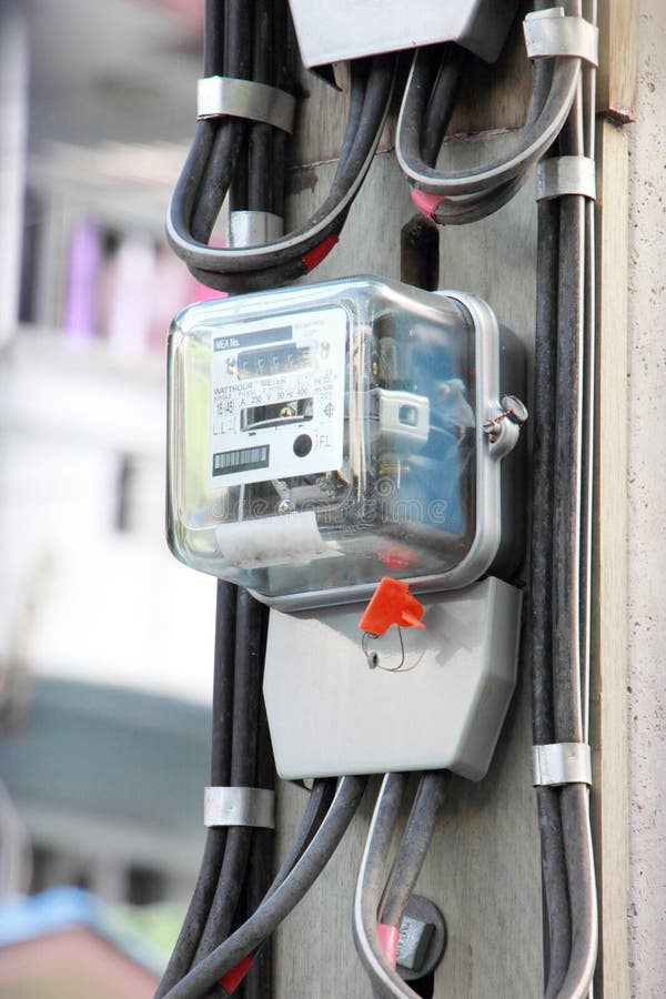 Home Electric Meter Box on Pole Stock Image - Image of measure, circuit ...