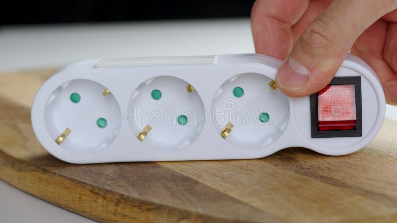 Home Electric Socket Splitter for Three Plugs with Red Switch Stock ...