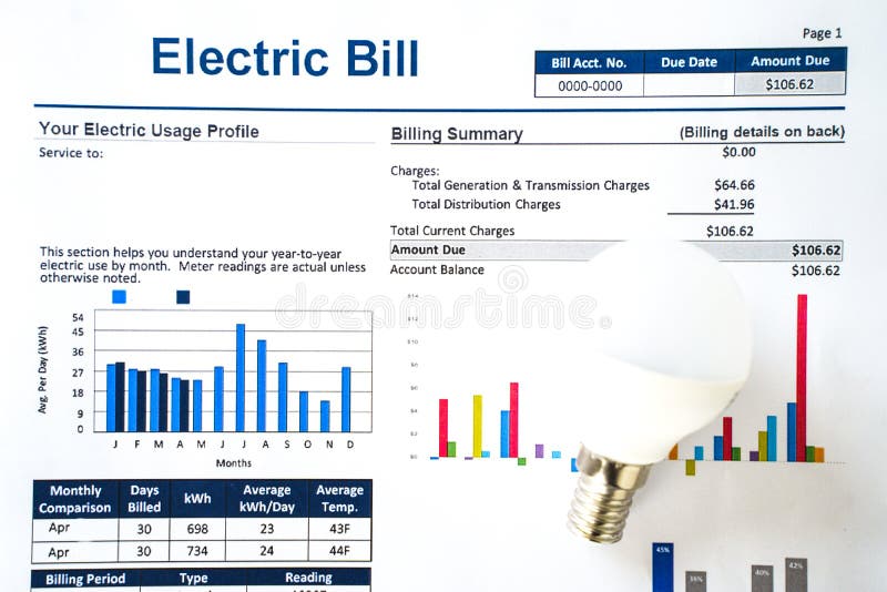 Home Electricity Expenses and Bill Statement Document Stock Image ...