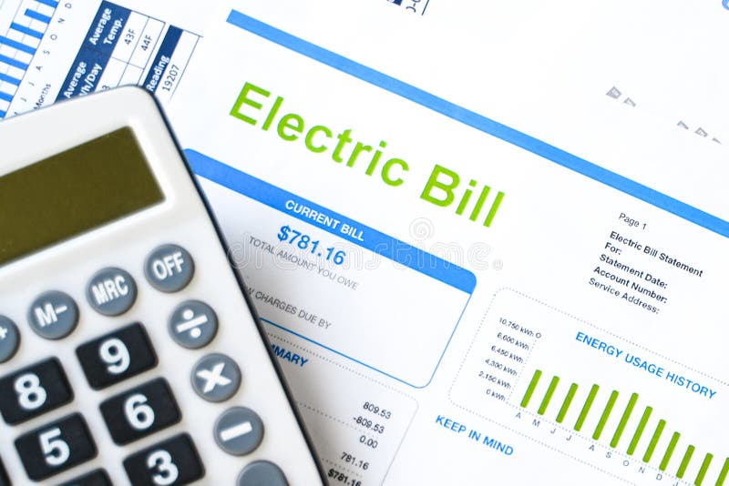Home Electricity Expenses and Bill Statement Document Stock Image ...