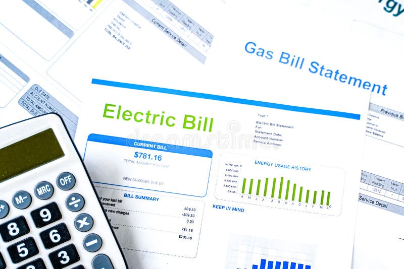 Home Electricity Expenses and Bill Statement Document Stock Image ...