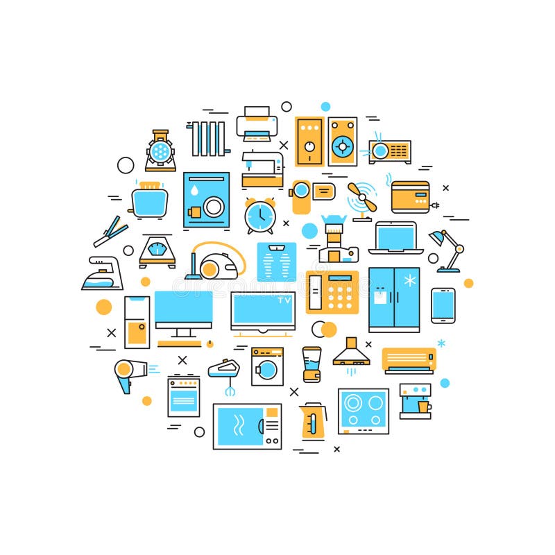 Home Electronics Appliances Circle Infographics Template Concept. Icons ...