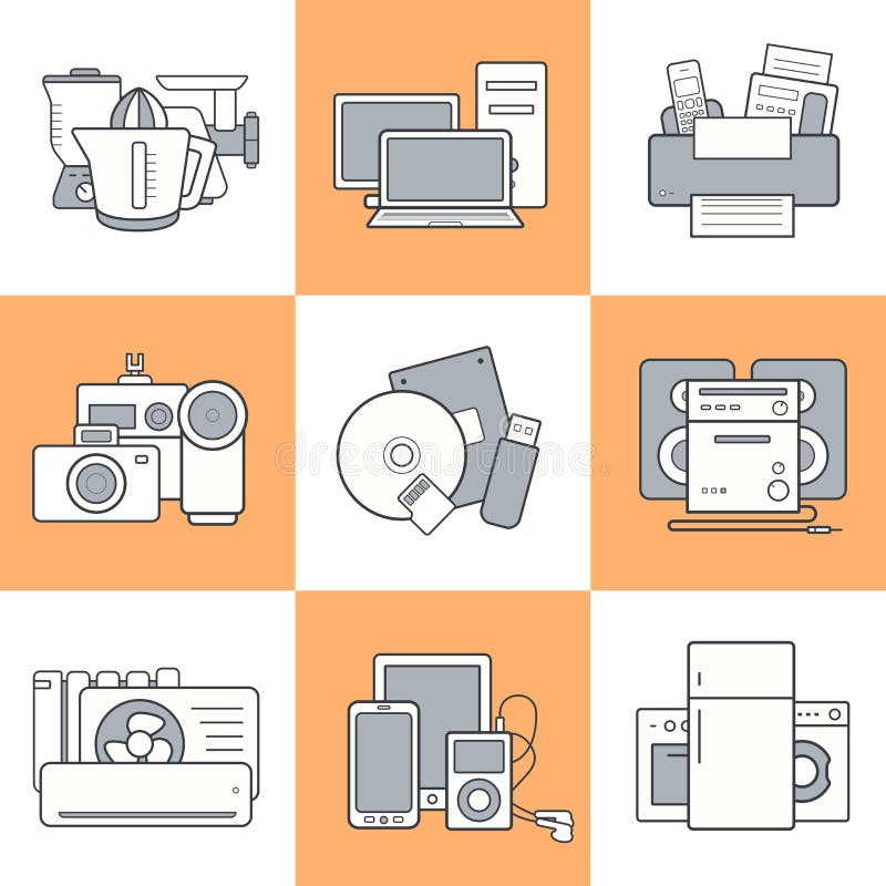 Consumer Electronics Black Silhouette Icons Set Stock Vector ...